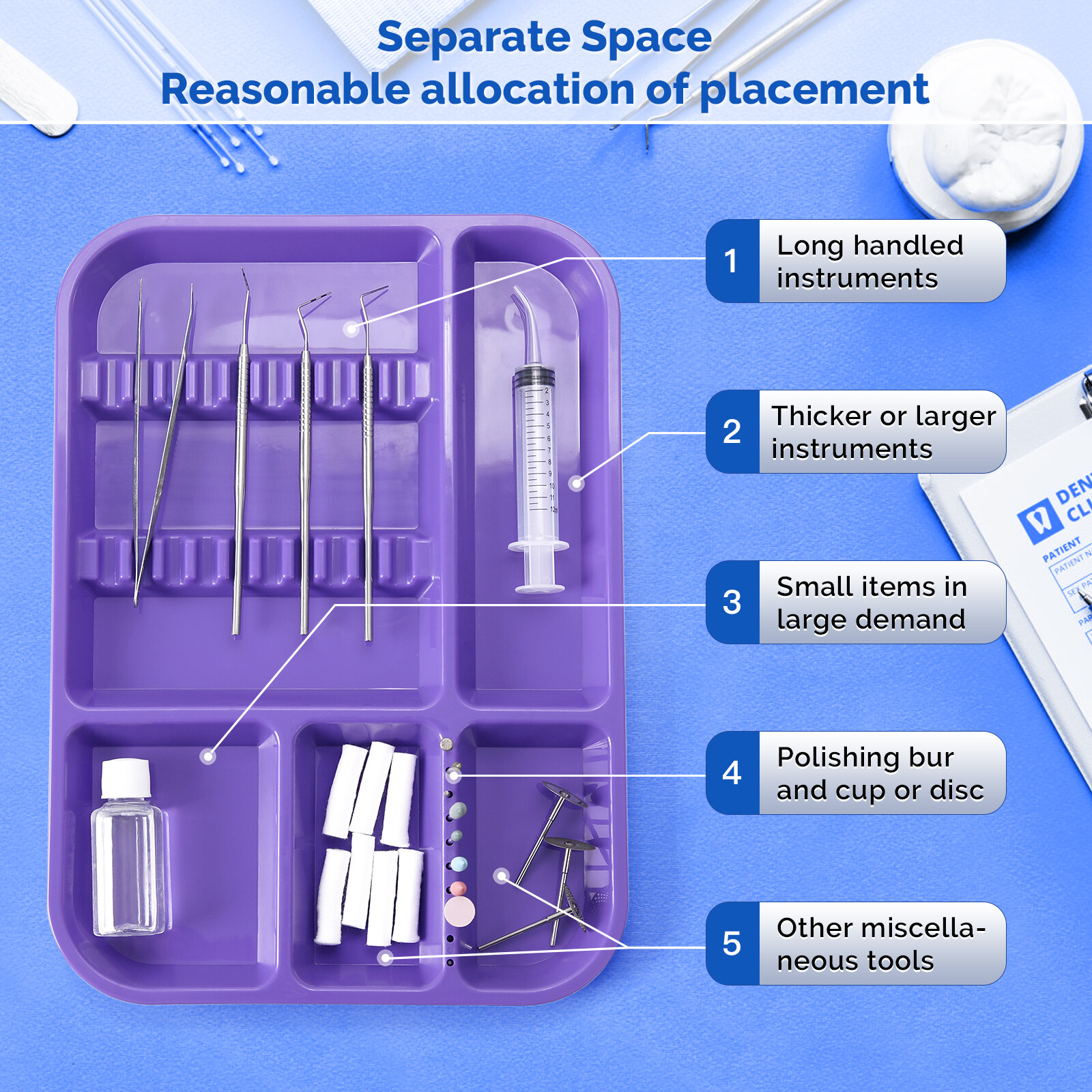 Dental Instrument Separate Divided Tray Autoclavable Plastic Set Up ...