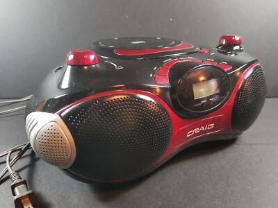 CRAIG CD PLAYER BOOMBOX with AM / FM RADIO RED & BLACK PORTABLE MODEL ...