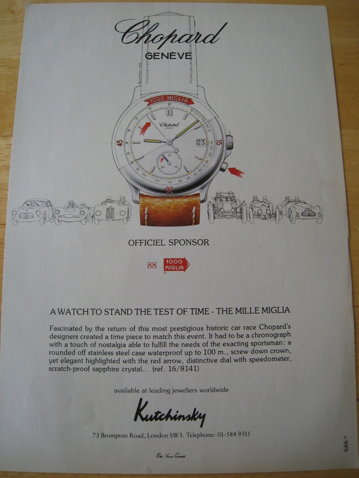 CHOPARD GENEVE OFFICIAL SPONSOR WATCH POSTER ADVERT READY FRAME A4 SIZE ...