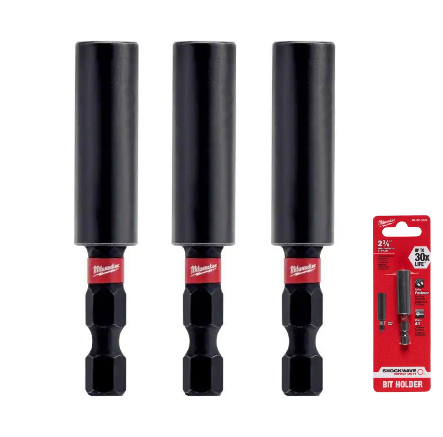 3 Pack of Impact Duty Compact Magnetic Bit Tip Holder Alloy76 Steel ...