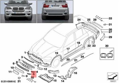 Genuine BMW X5 E70 Front Bumper Closed Grid Grille Right OEM ...