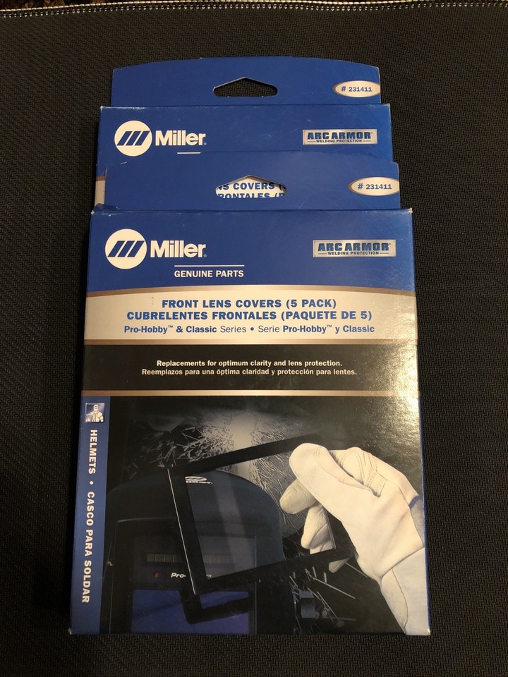 New- 5 PACK Miller 231411 Pro Hobby Welding Helmet Replacement Front ...