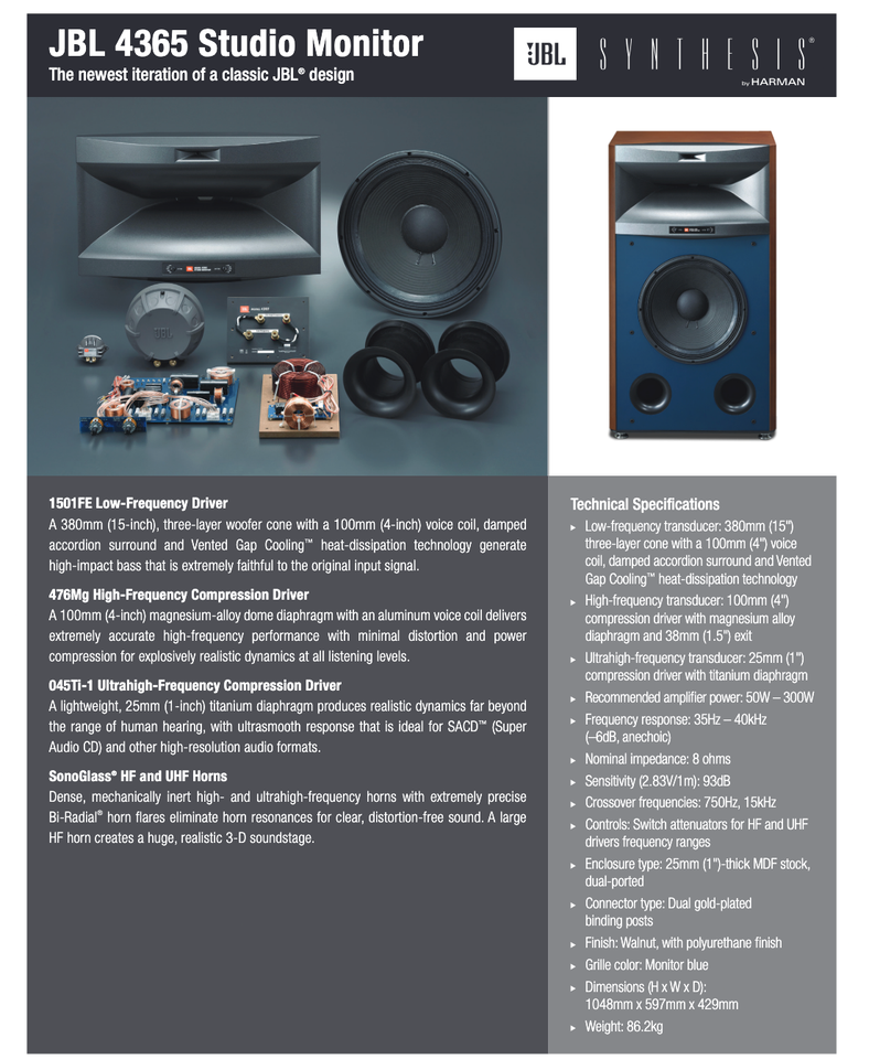 JBL 4365 Studio Monitor Pair - NIB - Blue With Walnut Cabinet Finish | eBay