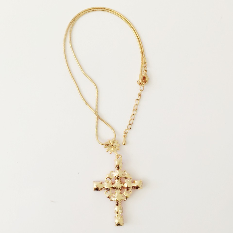 New Pink Clear Crystal Round Holly Cross Charm Chain Good Fortune ...