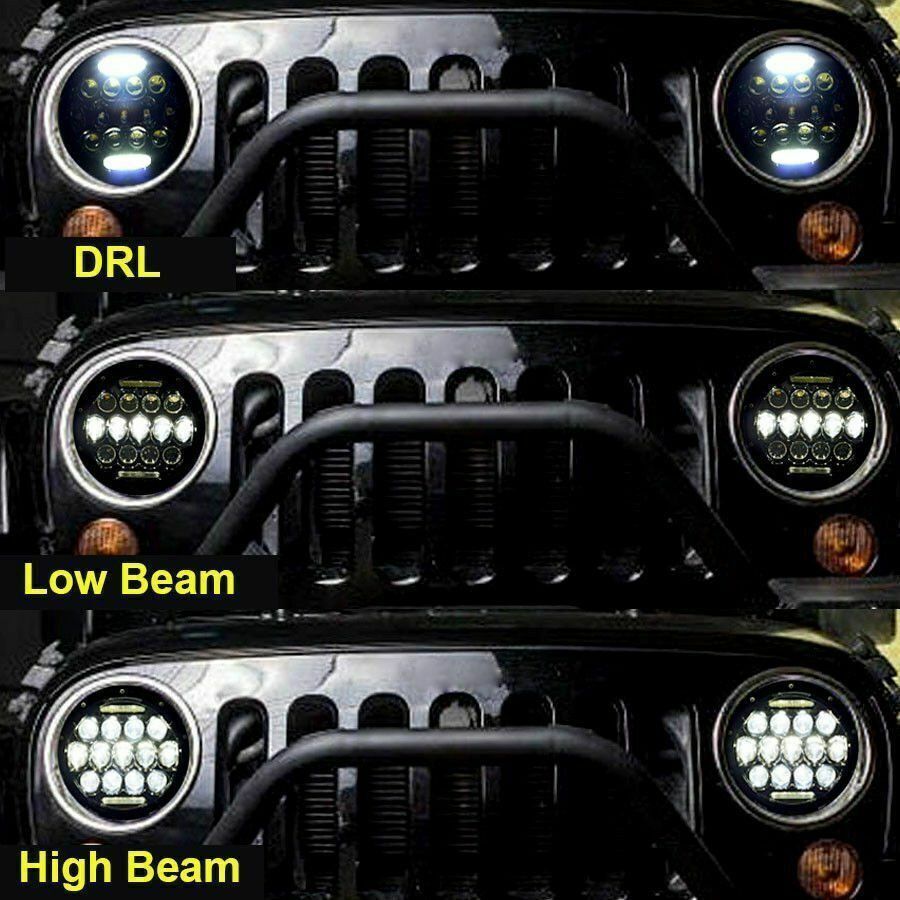 2X 7” LED Headlight for AM General Hummer 94-01 DRL 6000K Waterproof Hi ...