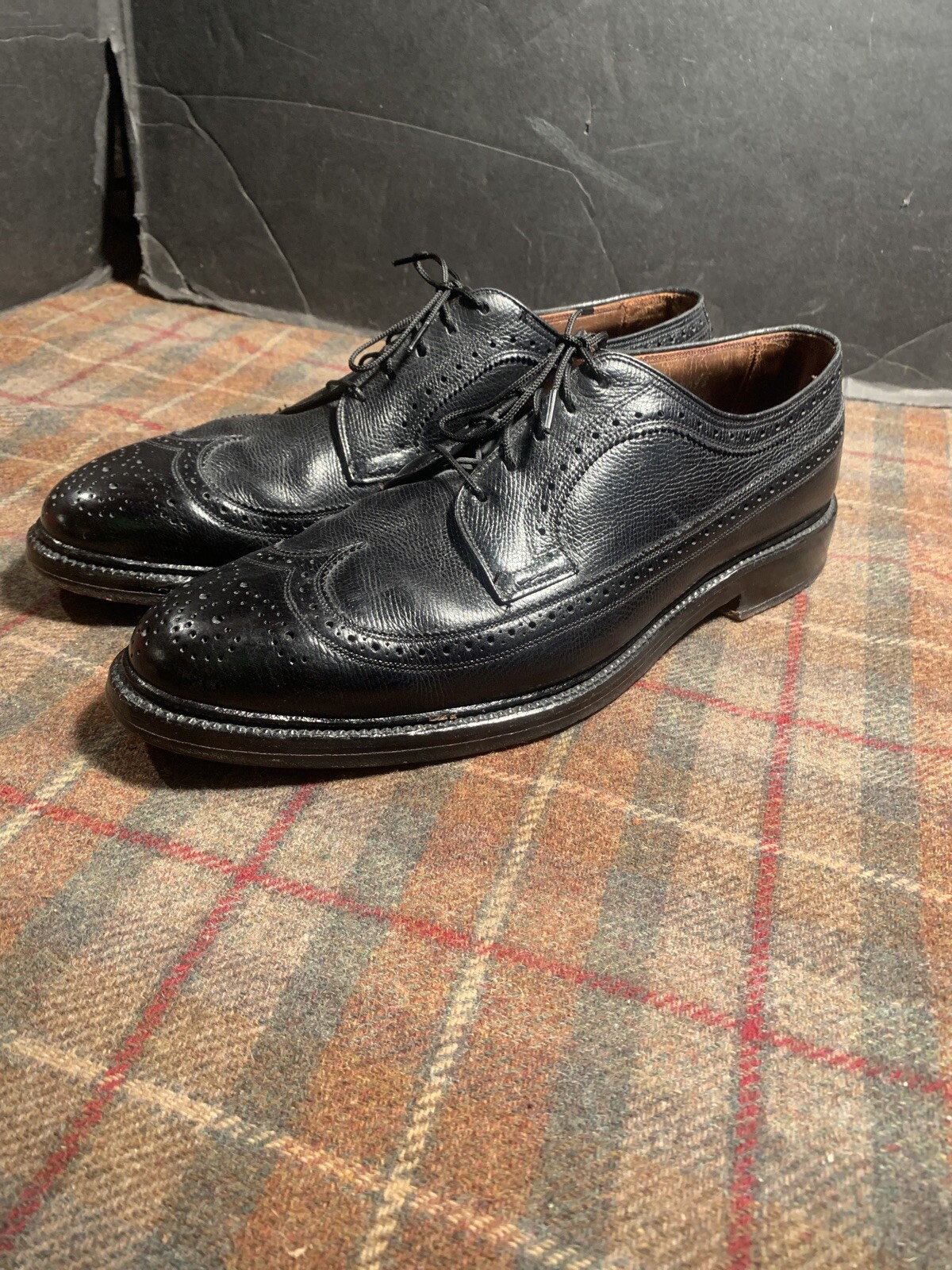 Allen Edmonds Vintage MacNeil Black Wing Tip Mens Dre… - Gem