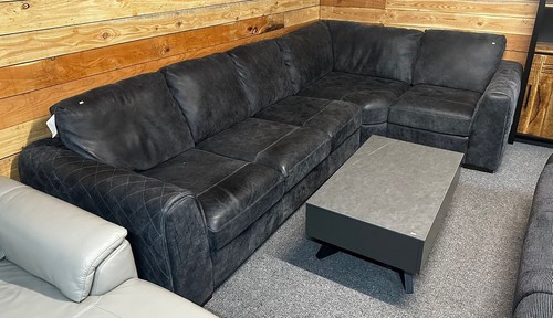 Sofology Mazzini Grey Utah Leather Corner Sofa | eBay