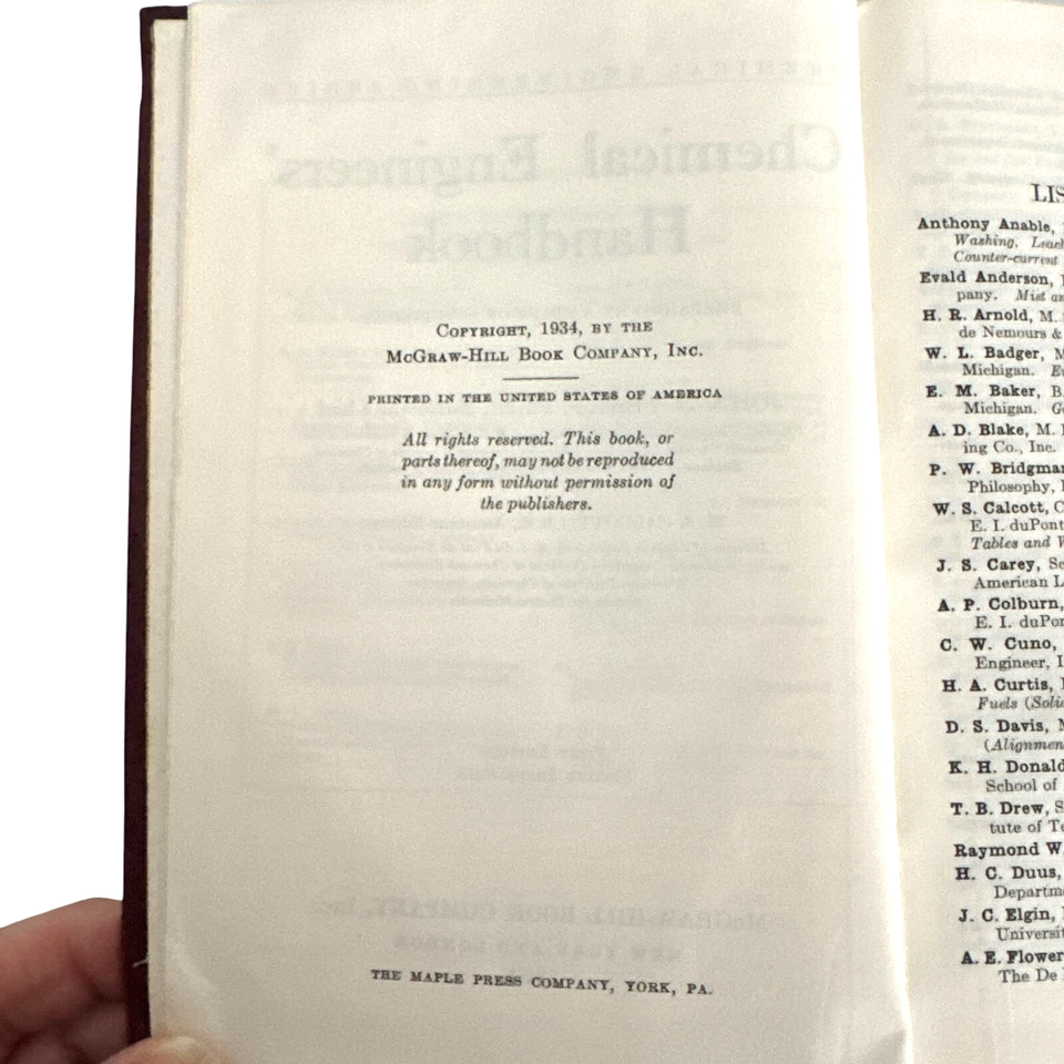 Chemical Engineers Handbook John H Perry - Rare 1st Ed - 2nd Impression ...