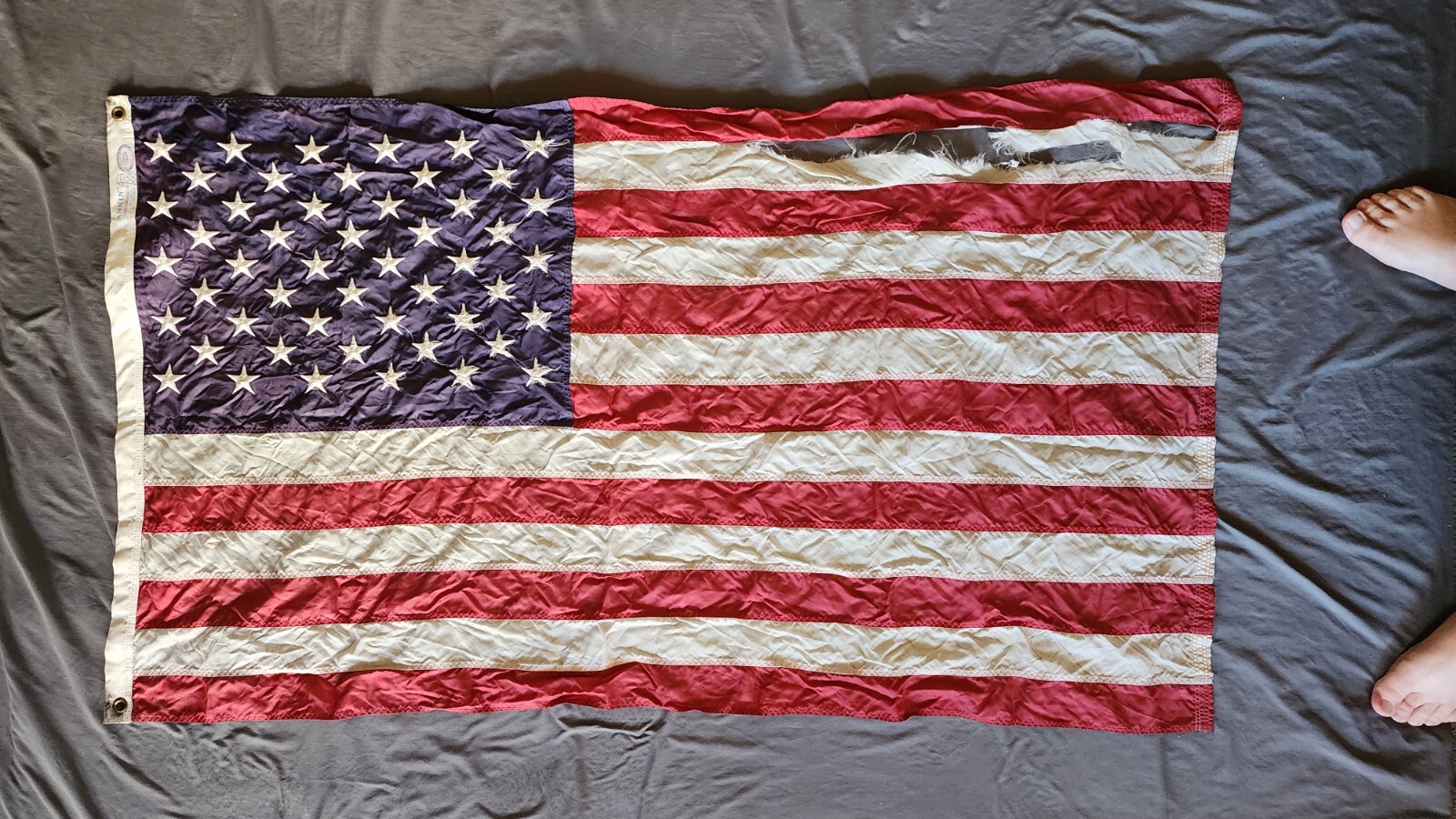 LOT OF 3 WORN US AMERICAN FLAGS ALL 3x5 100% MADE IN USA NYLON ANINN | eBay