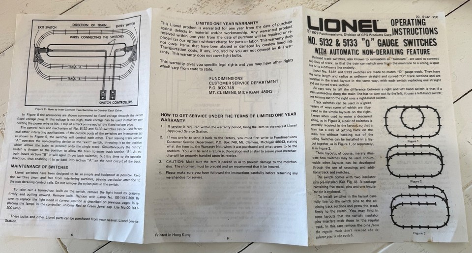 Lionel O Gauge Remote Control Switches Nos. 5132 & 5133 w/ Boxes & Instructions | eBay