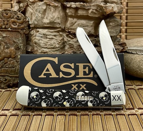 Case XX USA Smooth Natural Bone SKULL Bullet Trapper 1/500 Pocket Knife ...