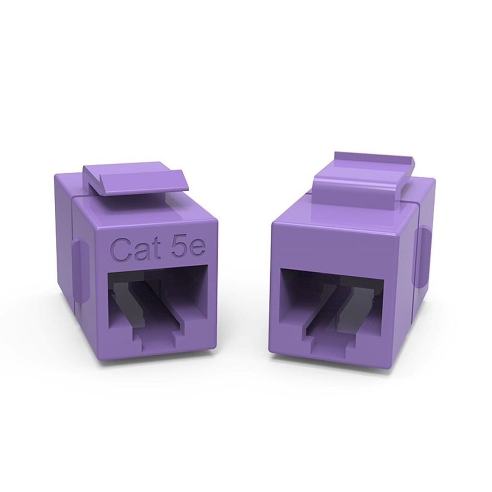 2x Cat5e RJ45 Ethernet LAN Coupler Snap-In Keystone Jack F/F Wall Plate ...