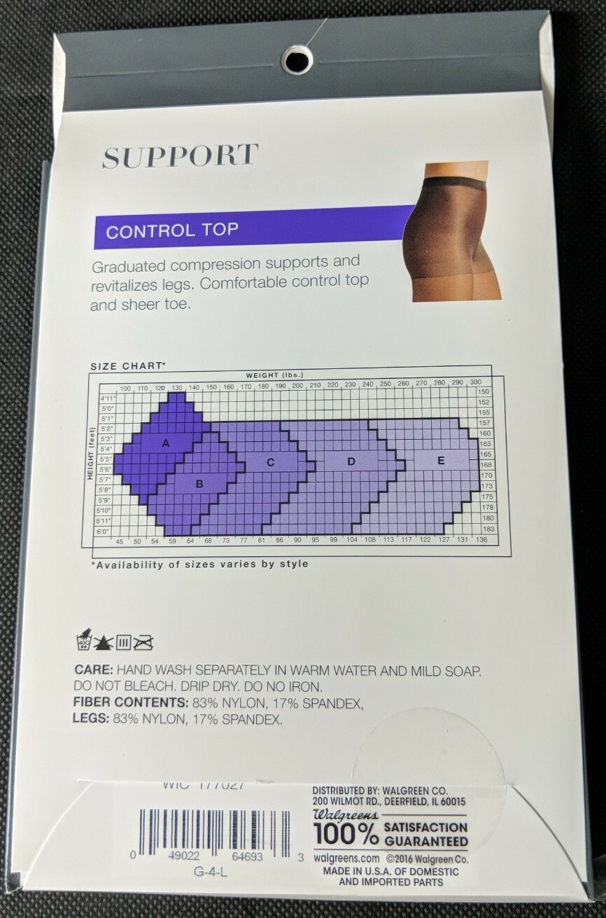 West Loop Support Control Top Sheer Toe Size B | off Black Pantyhose ...