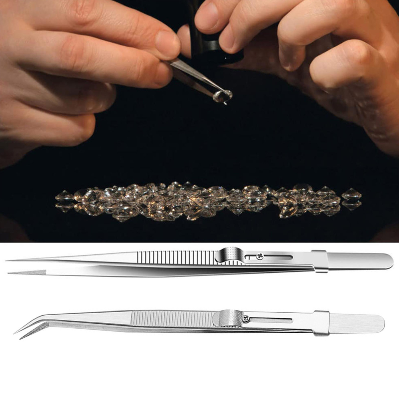 Stainless Steel Precision Tweezers Anti-Static Tweezers With Sliding ...