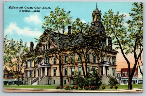 Macomb IL Postcard McDonough County Court House Linen Unposted | eBay