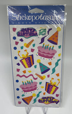 Stickopotamus Birthday Fun Binder Stickers Cake Party Hat Presents NIP ...