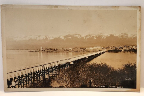 1932 Polson, Montana - REAL PHOTO Town, Bridge, Waterfront - Vintage ...