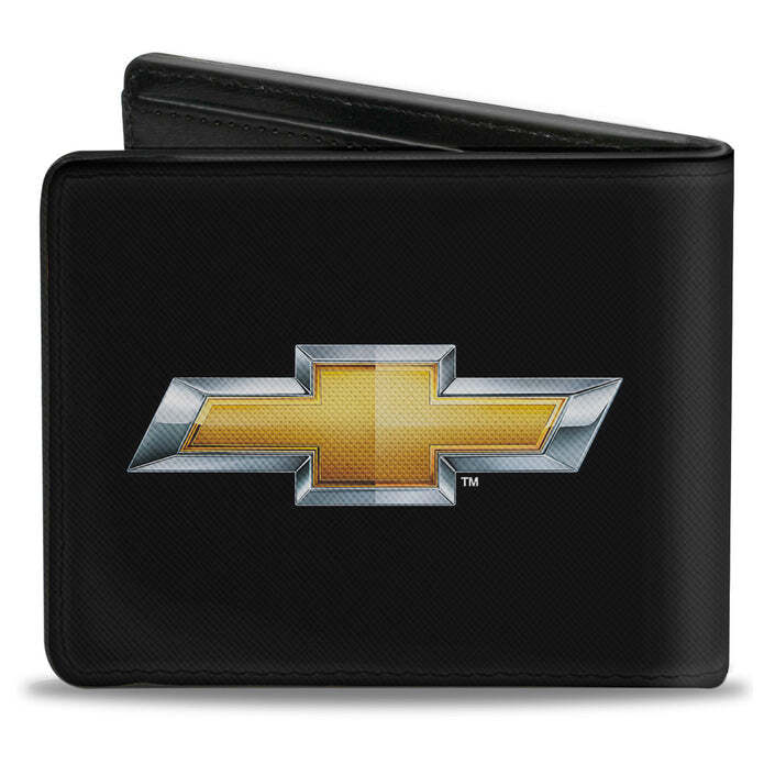 Chevrolet Bowtie Gold Logo Vegan Leather Men's Bi-Fold Wallet Official ...
