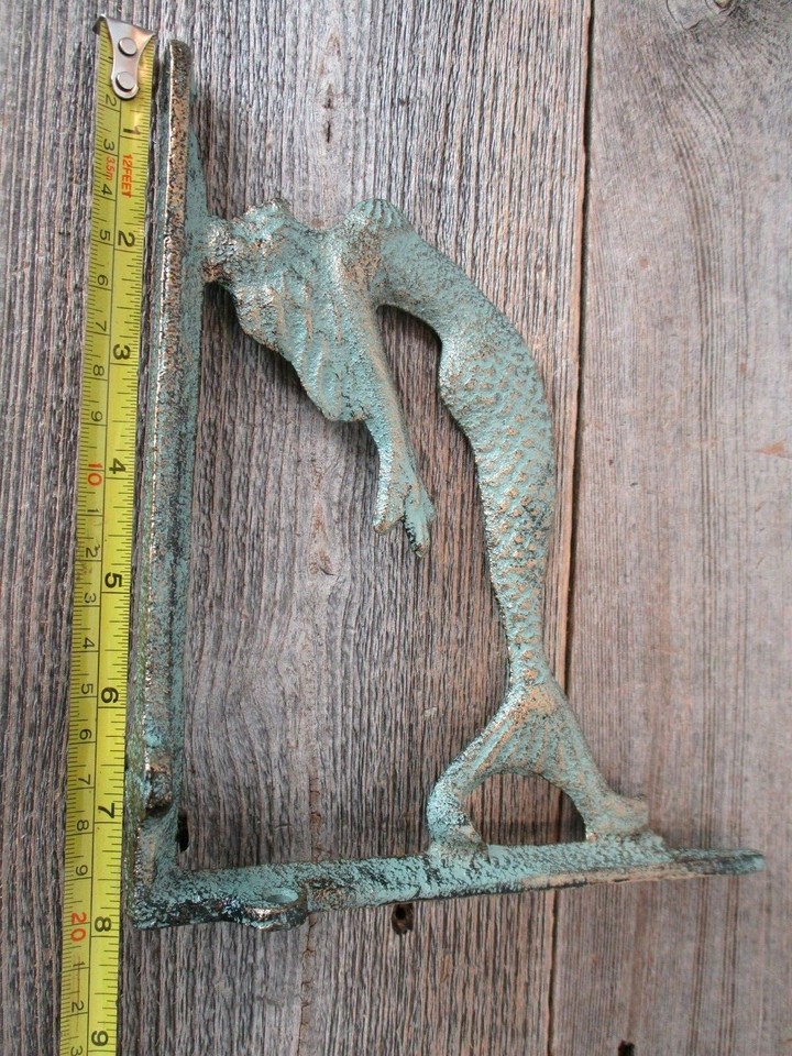 2 Cast Iron MERMAID Brackets Garden Braces Shelf Bracket Corbels Beach ...
