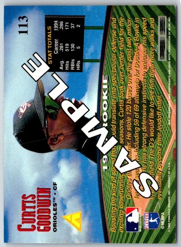 1995 Zenith Samples Curtis Goodwin #113 Baltimore Orioles Baseball Card ...