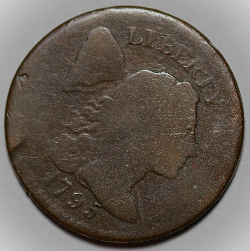 1795 Liberty Cap Large Cent - Plain Edge (S-78), Damage - US 1c Copper ...