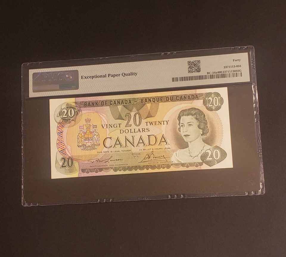 RARE OFFSET PRINTING ERROR 1969 Bank of Canada $20 Banknote. PMG Graded ...