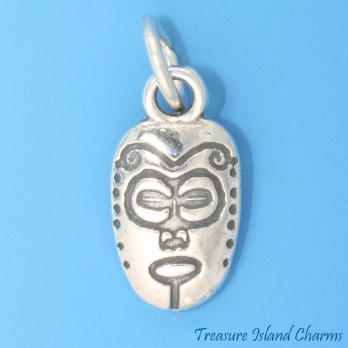 Traditional African Mask Africa 925 Solid Sterling Silver Charm MADE IN ...