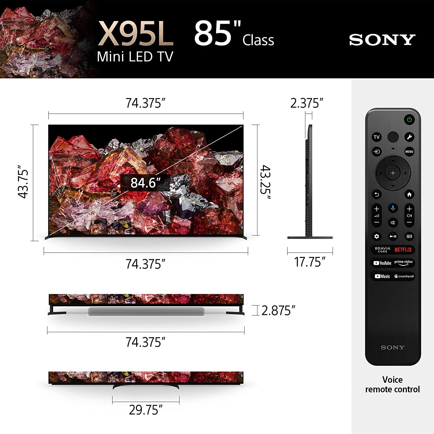 Sony BRAVIA XR X95L 85" 4K UHD Mini LED TV for sale online | eBay