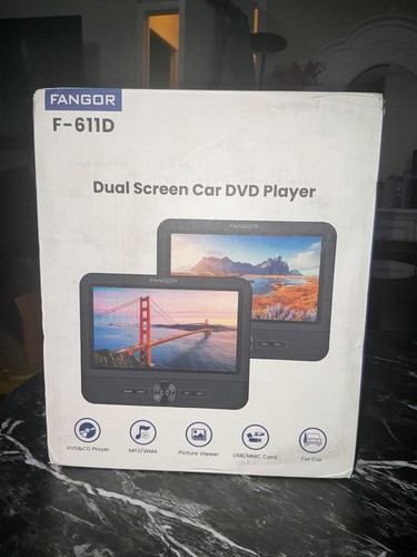Fangor F-611D Black 7.5 in LCD Dual Screen Portable DVD Player For Suv ...