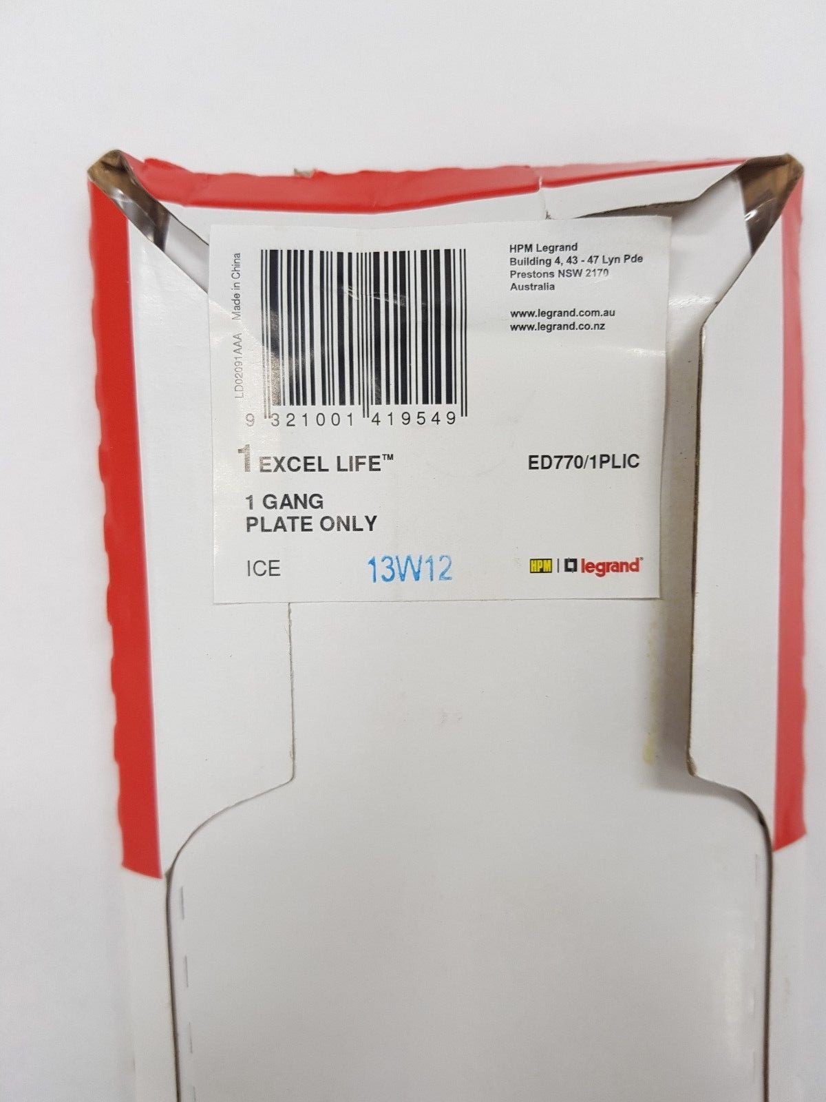 LEGRAND HPM XL EXCEL LIFE ED RANGE ONE 1 GANG COVER PLATE ONLY ICE ...