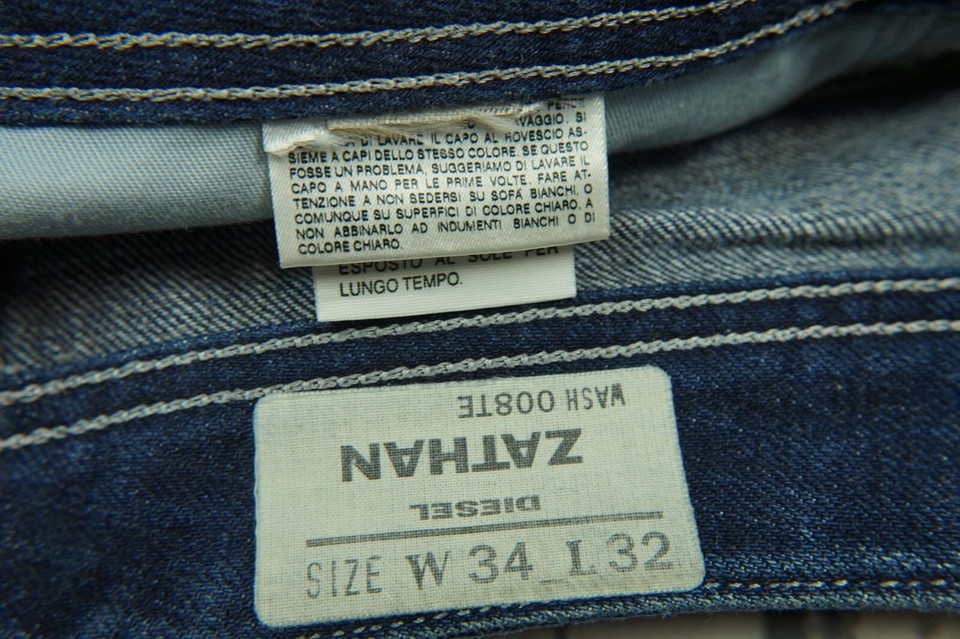 DIESEL ZATHAN 8TE 008TE JEANS W34 L32 34x32 34/32 34x32,48" 100% ...