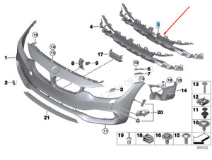 NEW BMW 4 F36 FRONT BUMPER CENTER AIR INLET TRIM ACC SPORT 51117295726 ...