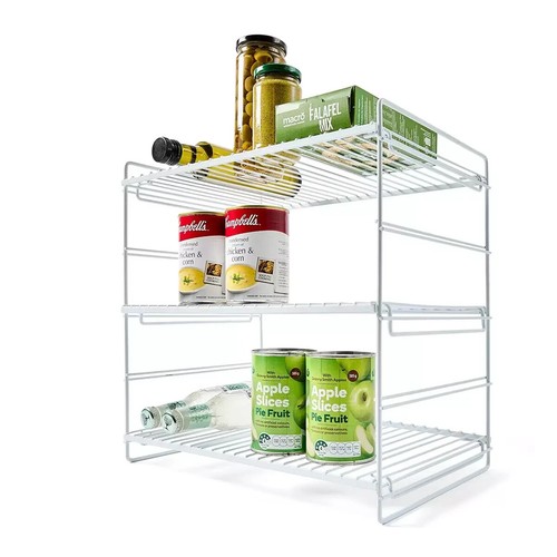 White 3 Tier Wire Corner Kitchen Rack Kitchen Plate Dish Storage Shelf ...