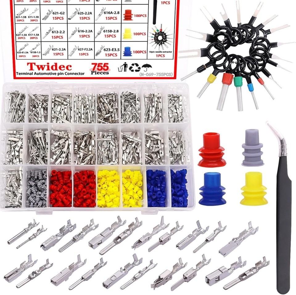 Comprehensive 755-Pcs Electrical Wire Connector Pins for DIY Vehicle ...