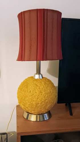 MCM Orange Amber Lucite Spaghetti Table Lamps Set of 2 | eBay