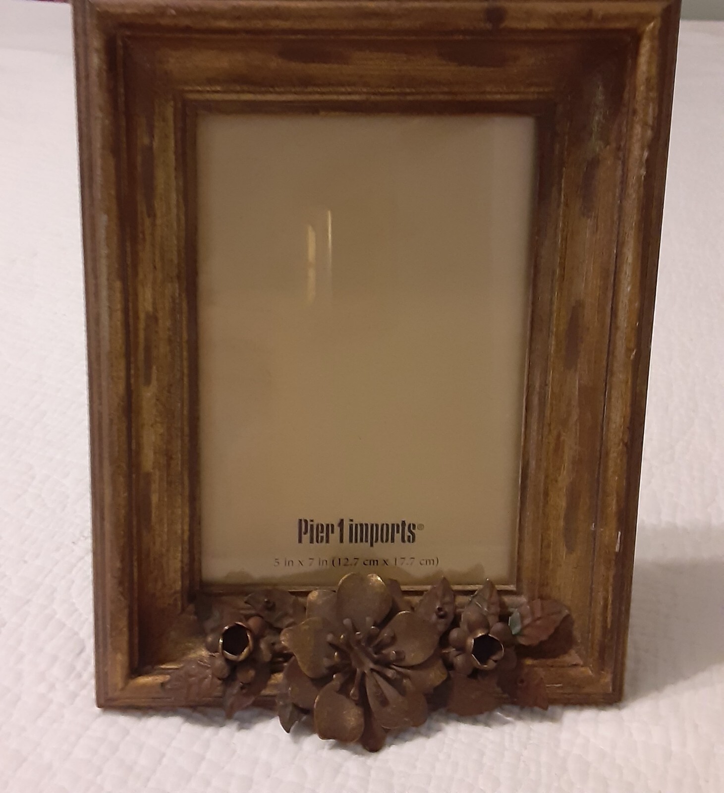 Vintage Pier 1 Metal Floral Wood 5x7 Frame Distressed Gold | eBay