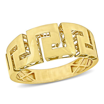 Amour 14K Yellow Gold Men's Greek Key Design Ring | eBay
