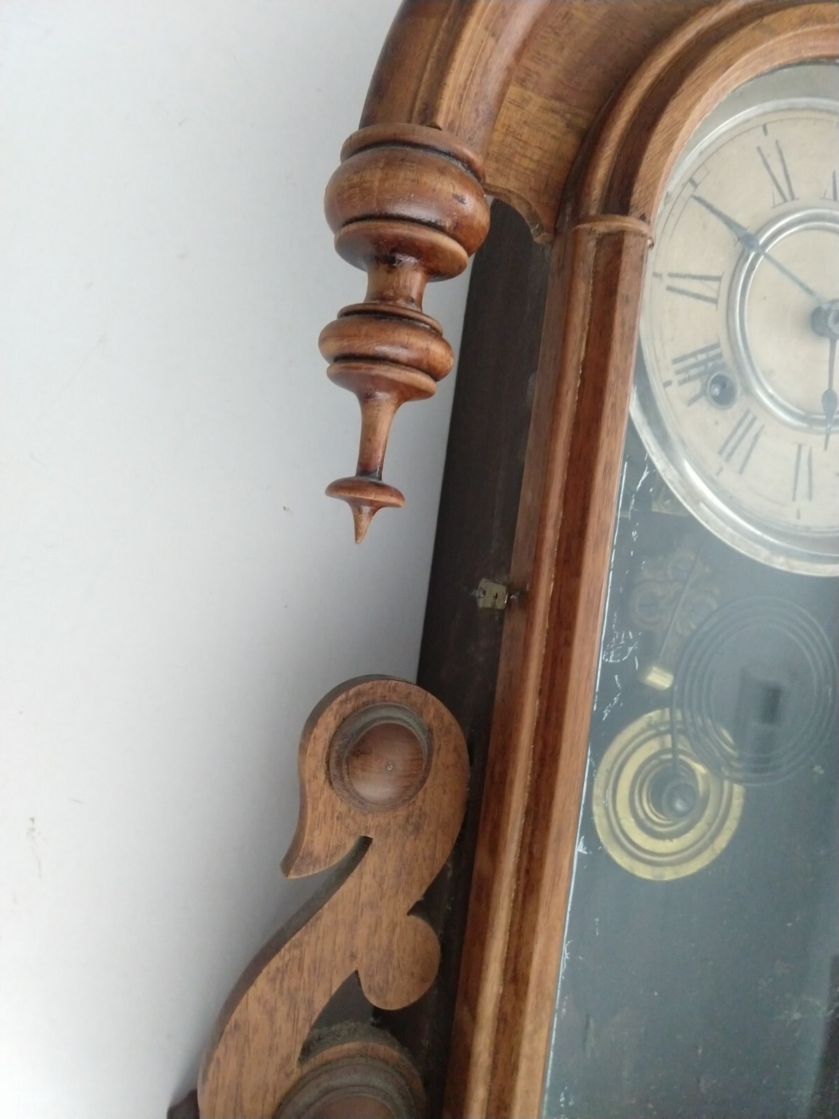 Old Vintage Antique PARISIAN Parlor Clock ANSONIA Walnut W/PEWTER LADY ...