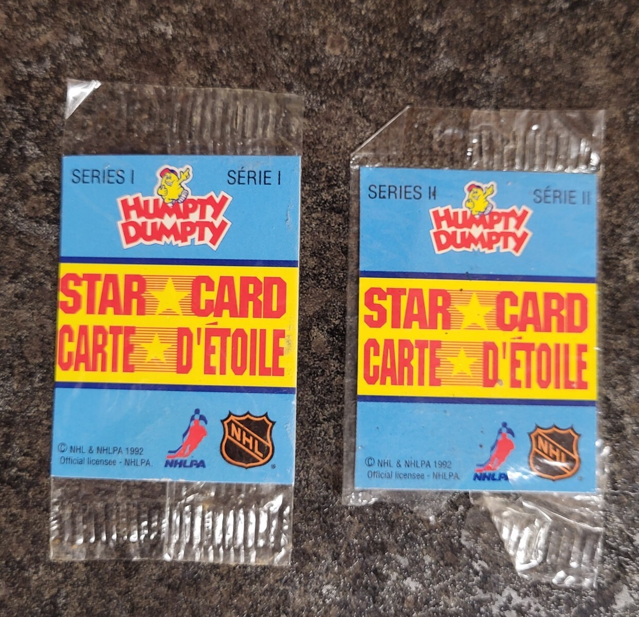 Both 1992 NHL Humpty Dumpty Chip Hockey Checklist SERIES 1 & 2 in Cello ...