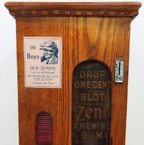 Old Zeno Gum Machine Paper Label For Wooden Zeno Gum Vending Machine | eBay