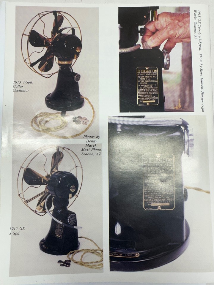 1915 G.E. 12" Coin Operated Fan - with Fan Collectors Magazine ...