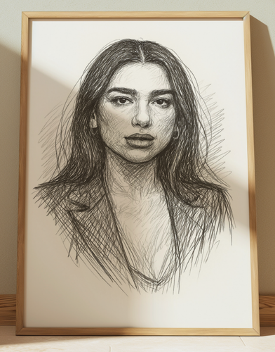 DUA LIPA DRAWING PRINT PORTRAIT SKETCH 8" x 10" DUA LIPA WALL ART HOME ...