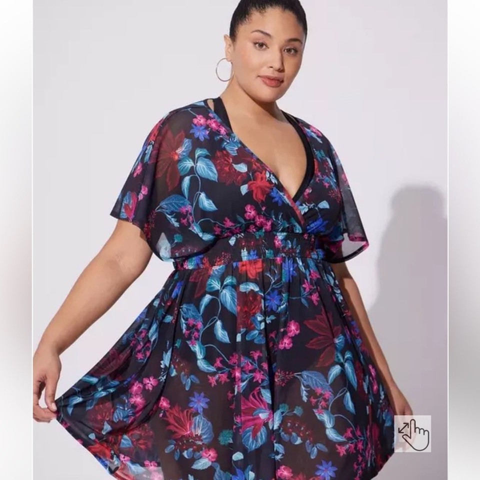 NEW TORRID Mystical Forest Floral Mini Dress Fairy Dark Goth Rose ...