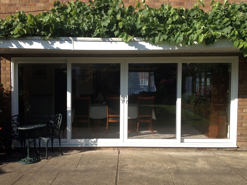 uPVC Sliding 4-Pane Inline Patio Doors | White, Oak, Mahogany, Rosewood ...