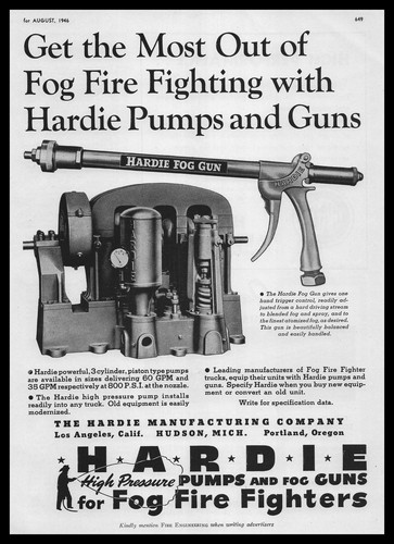 1946 Hardie High Pressure Pumps Fire Fighting Fog Guns Hudson Michigan ...