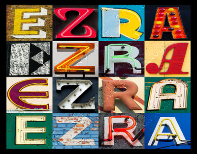 EZRA Name Poster featuring photos of actual sign letters | eBay