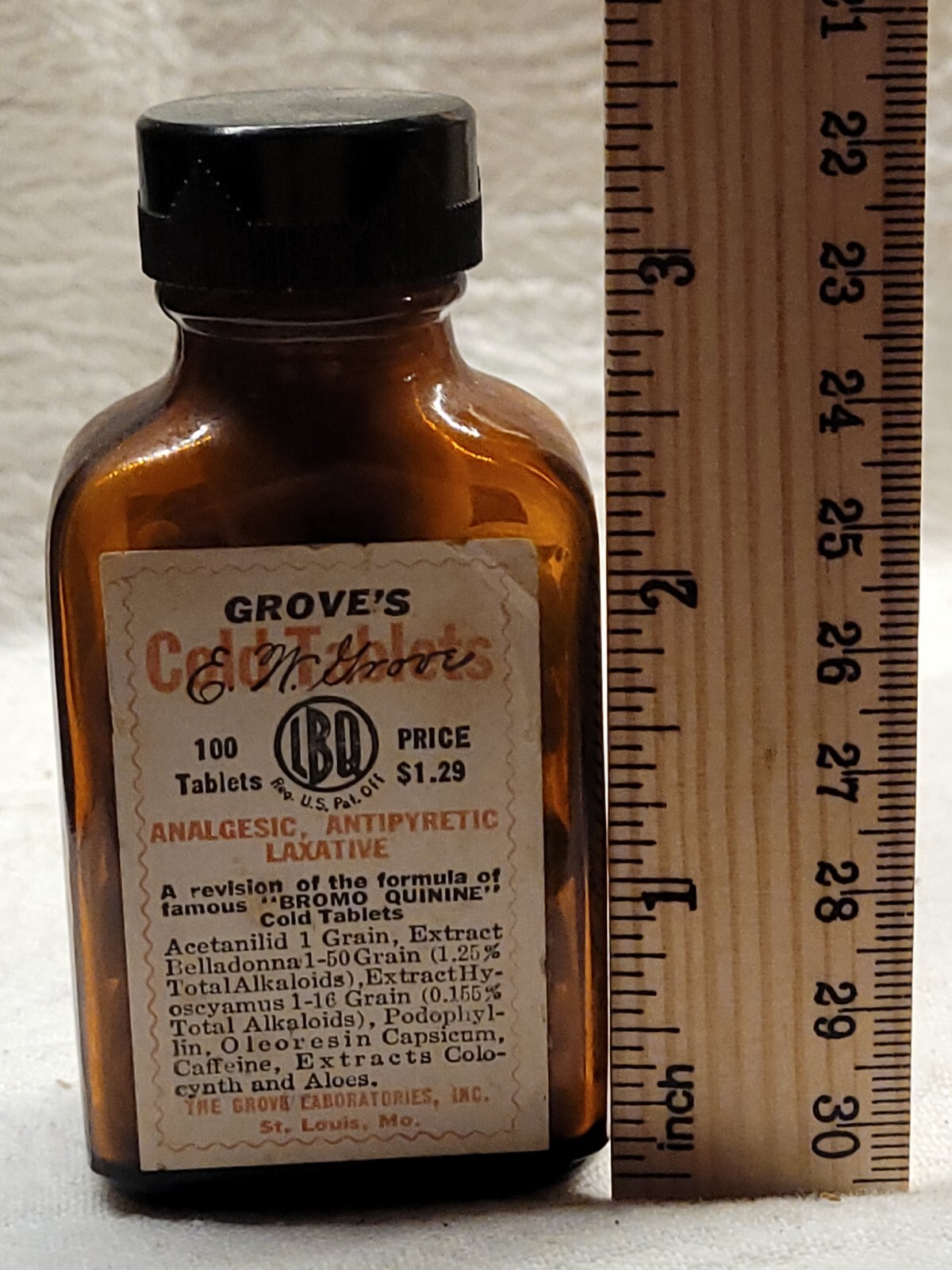 Groves Cold Tablets Original Label Grove Laboratories St. Louis ...