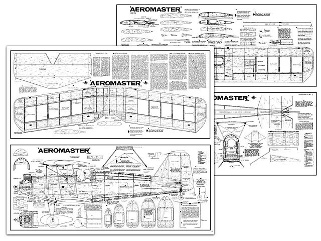 Aeromaster Sport Biplane 48" Wingspan RC Model Airplane Printed Plans ...