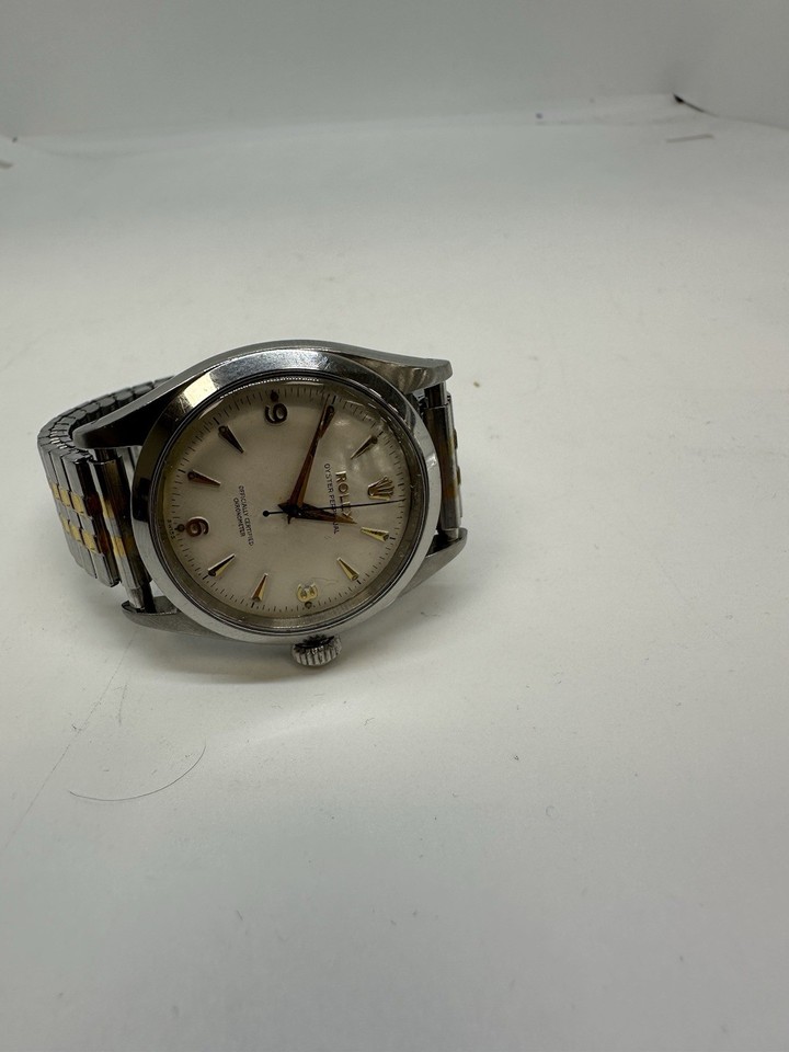 Rolex Oyster Perpetual 6580 Stainless 1954 1955 Vintage Wristwatch 34mm ...