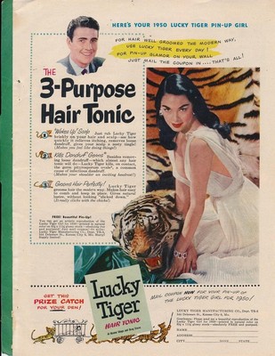 Magazine Ad - 1950 - Lucky Tiger Hair Tonic - Lucky Tiger Pin-Up Girl ...